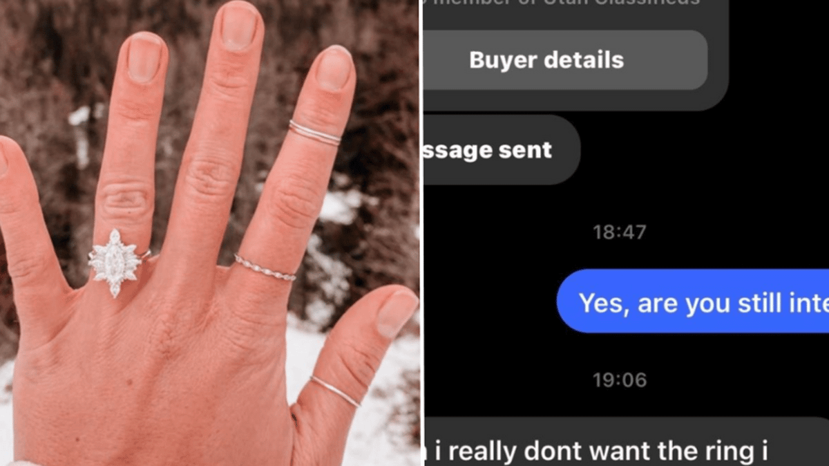 Woman who put engagement ring on Facebook Marketplace is bombarded with ...
