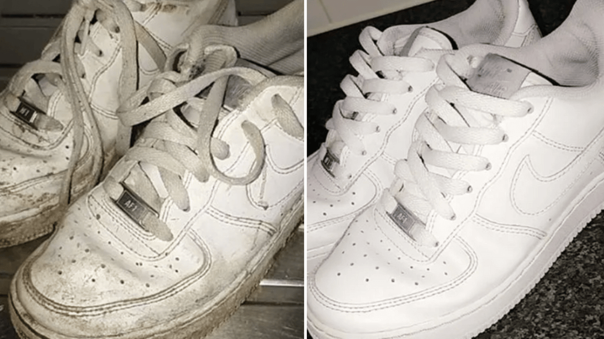 Woman cleans white trainers with clever hack - Life hacks - Tyla