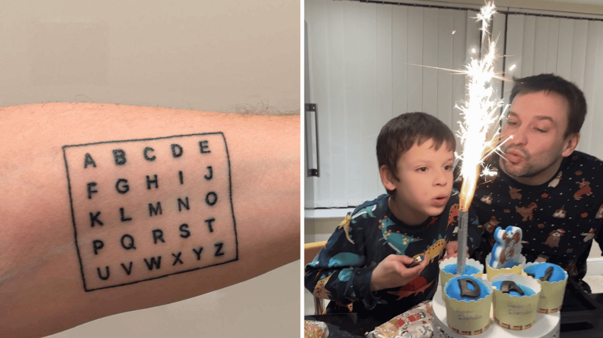 Dad gets permanent alphabet tattoo for extremely heartwarming reason ...