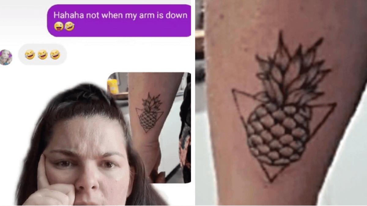 Woman regrets getting upside-down pineapple tattoo after learning its ...