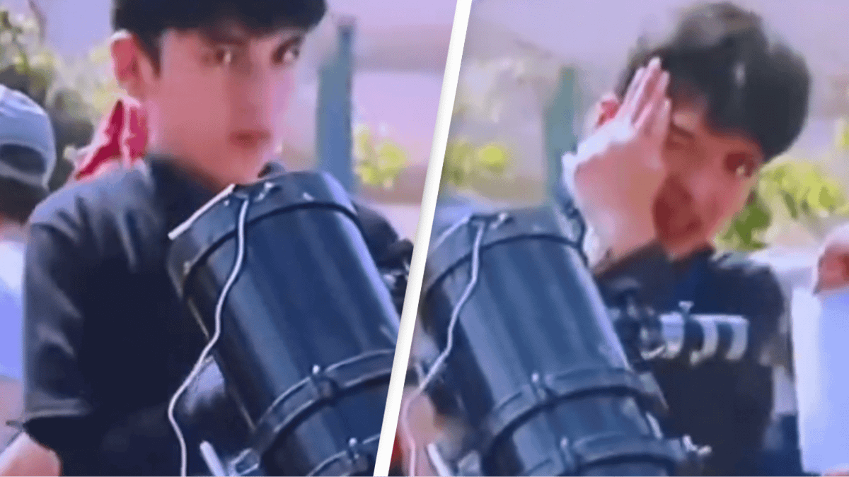 Kid caught on camera nearly blinding himself while looking through ...