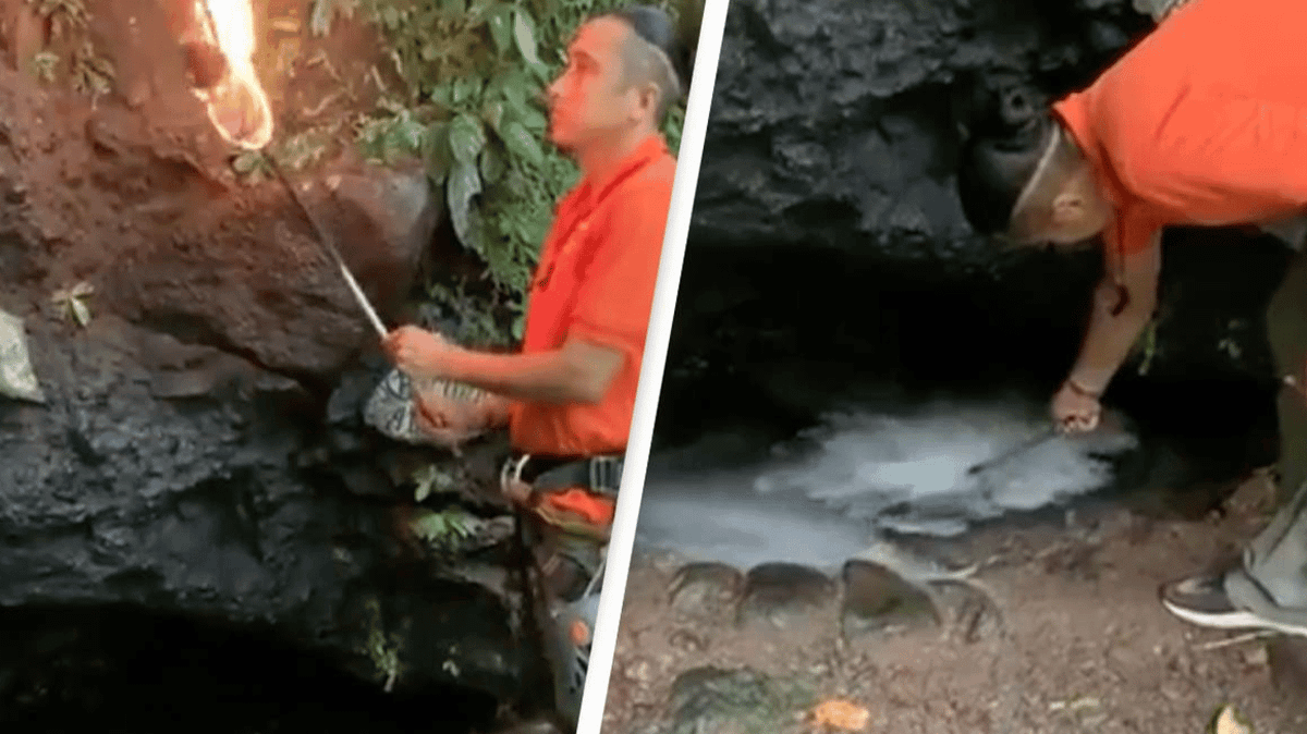 Man shows why you should never run into empty caves as air inside could ...