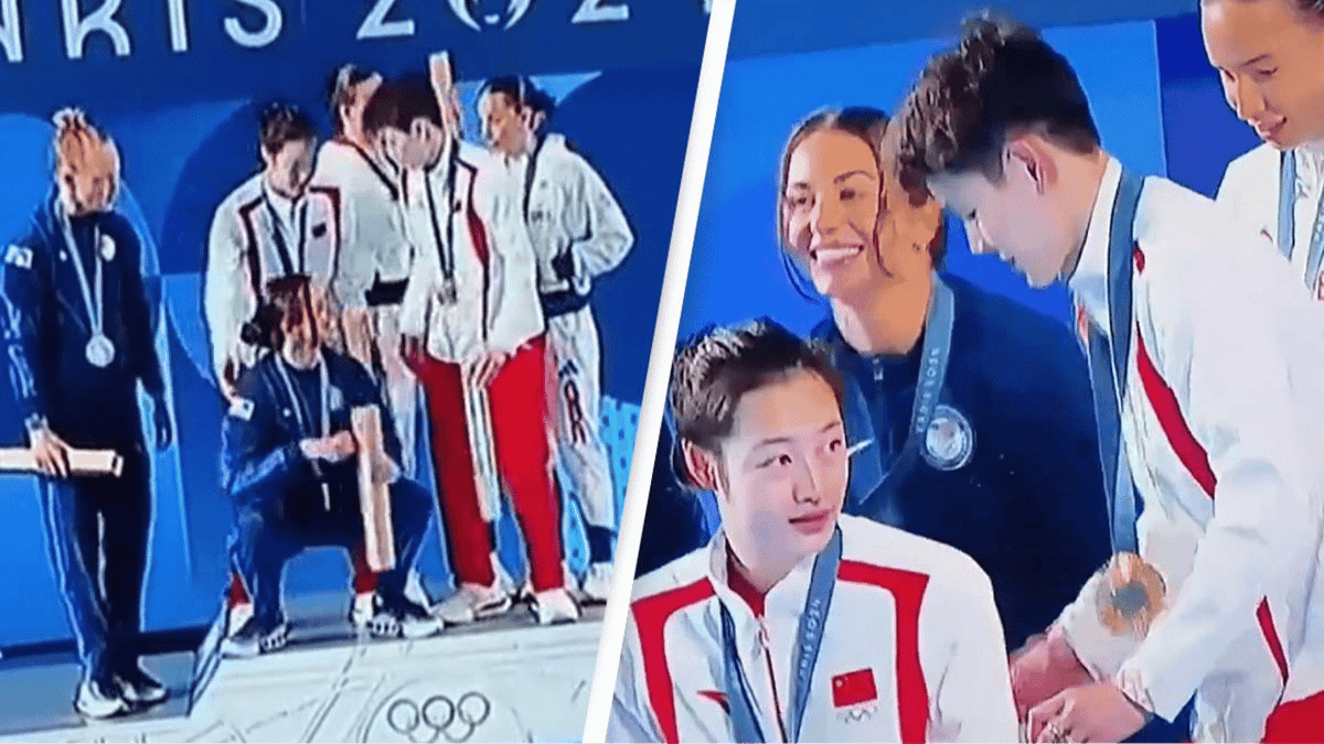 People divided over 'awkward' moment on Olympic podium between US and ...