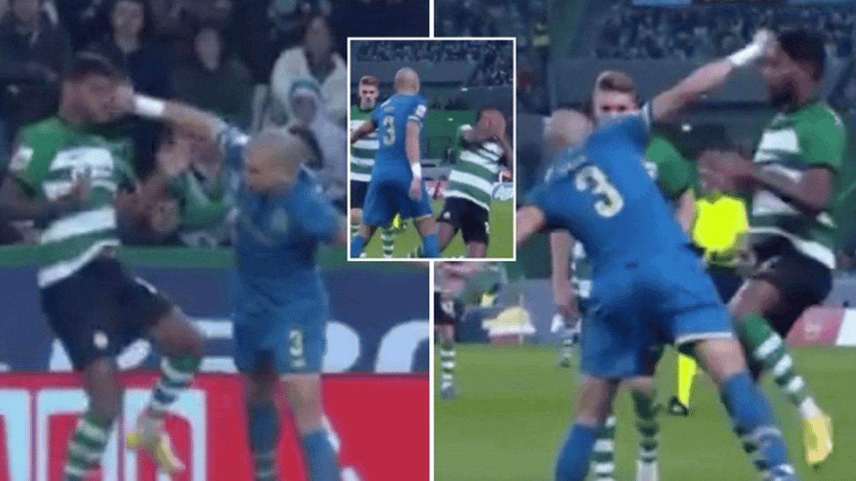Pepe shown straight red card against Sporting Lisbon for 'punching ...