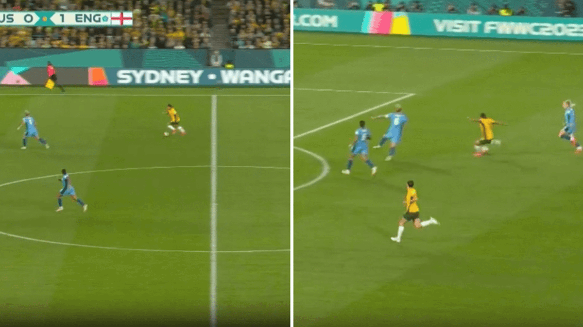 Sam Kerr scores one of the goals of the tournament against England in ...