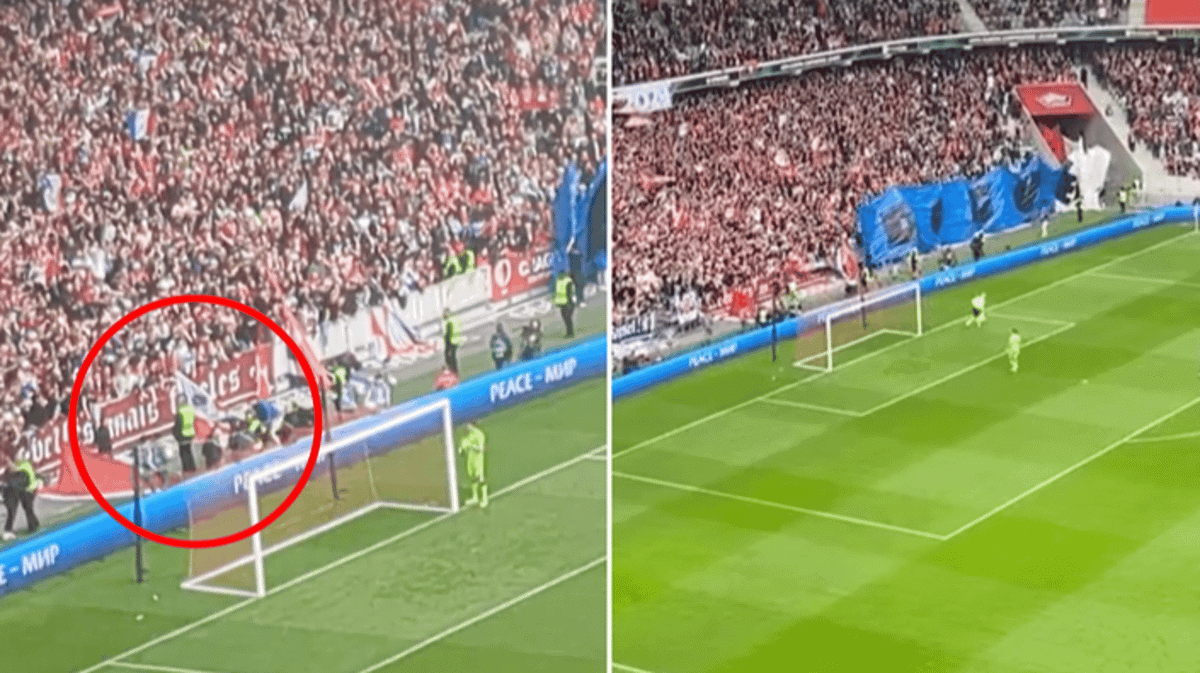 Lille ultras 'charge at' Emiliano Martinez as Aston Villa goalkeeper ...