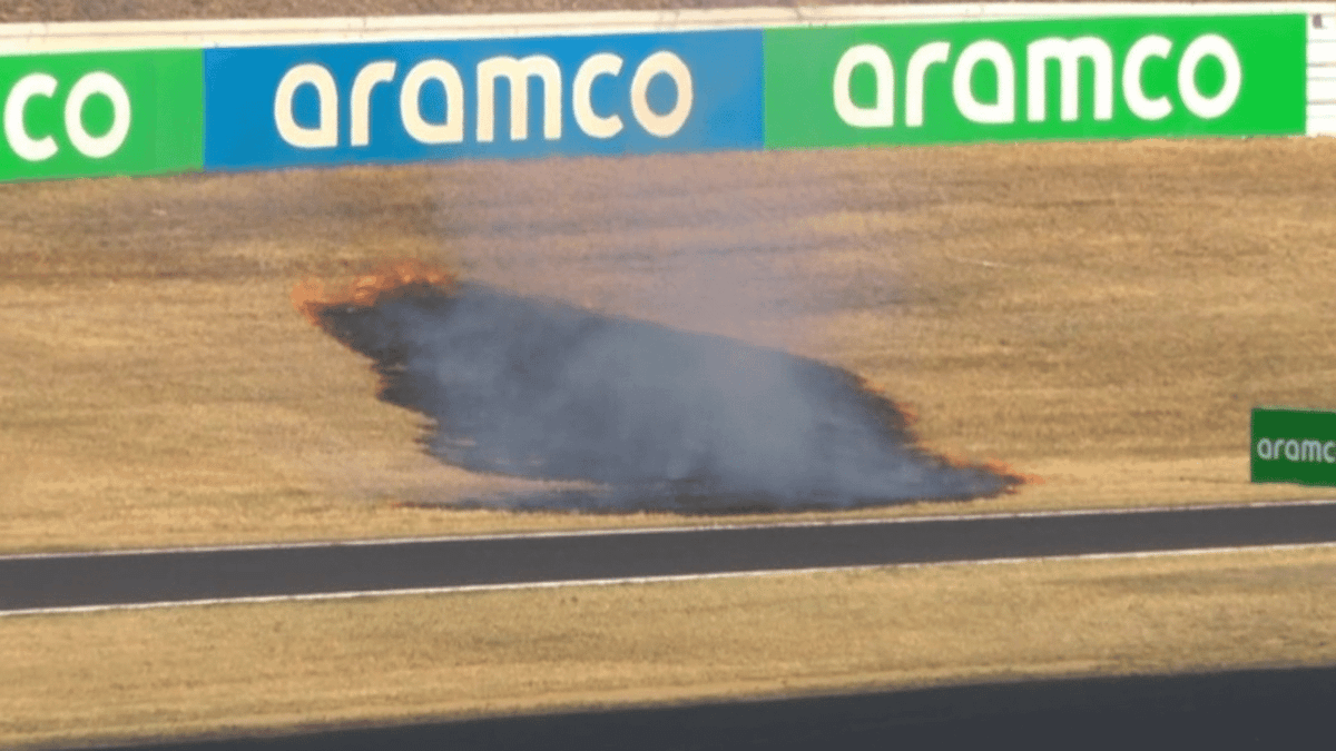 F1 practice session suspended TWICE due to fire at Japanese GP as real ...