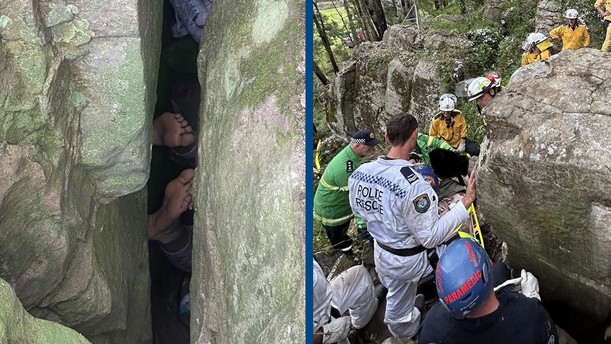 Terrifying images show woman trapped upside down under rock after ...