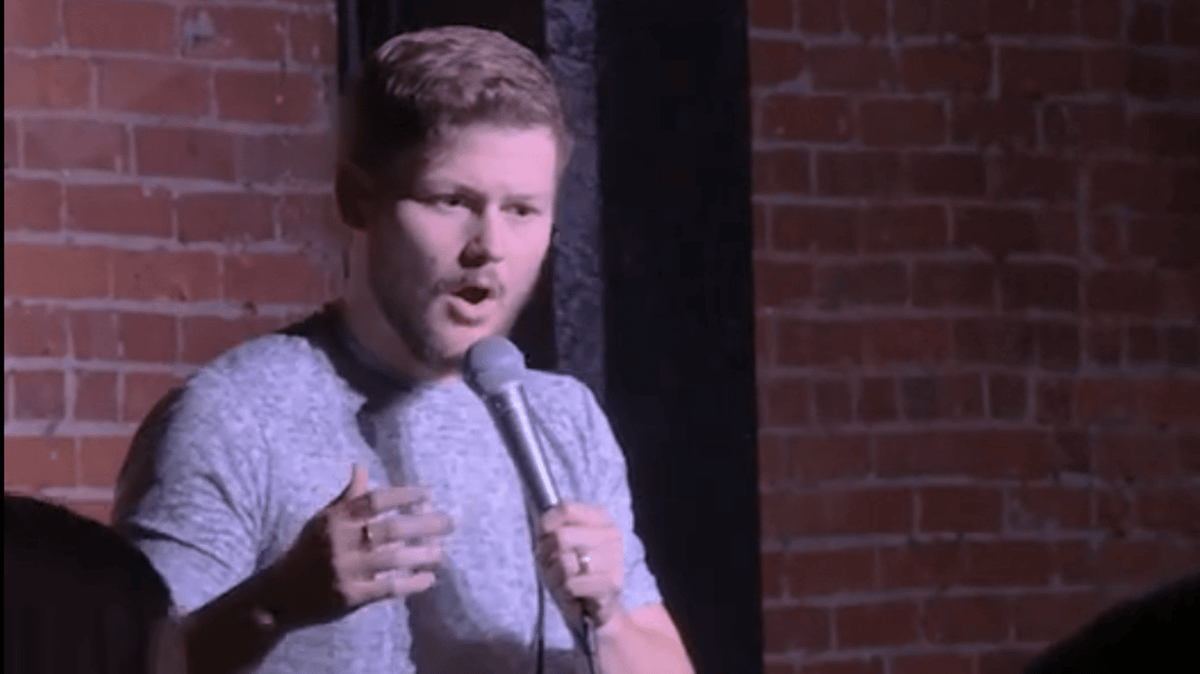 Comedian breaks down in tears as crowd save man having heart attack