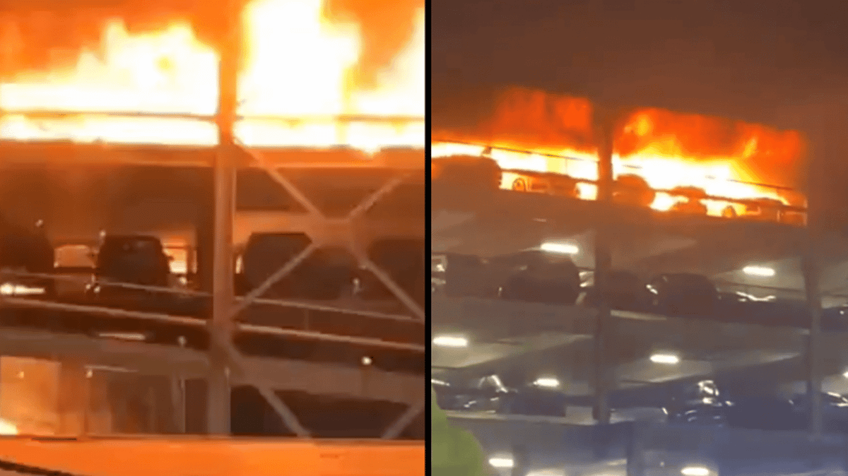 All flights halted at UK airport after massive fire causes terminal car ...
