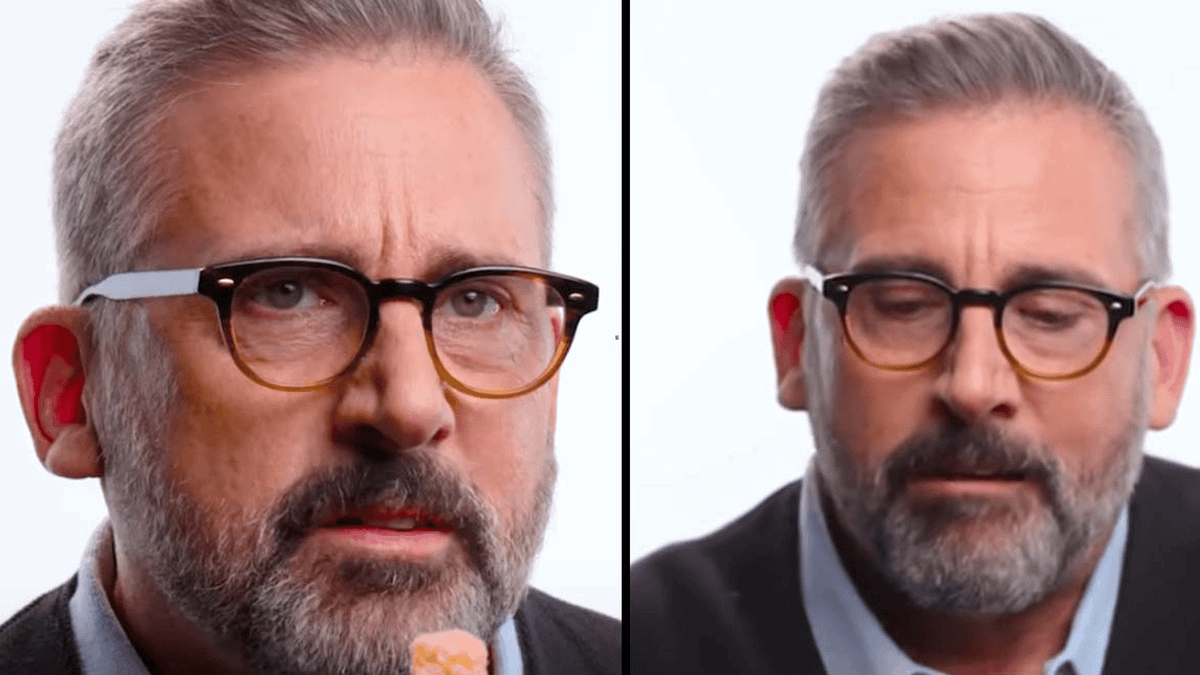 Steve Carell Has Hilarious Reaction After Eating Pork Scratchings For ...