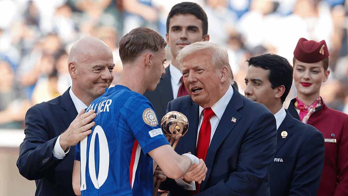 Donald Trump spotted pocketing Club World Cup winners medal on stage ...