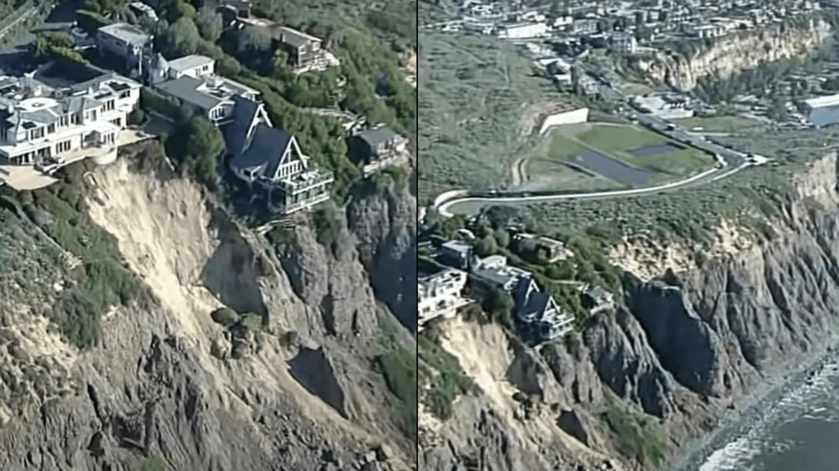 Concern as multimillion-pound mansions are spotted hanging dangerously ...