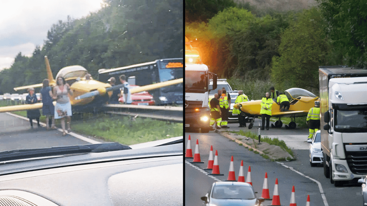Plane makes emergency landing in the middle of UK dual carriageway and ...