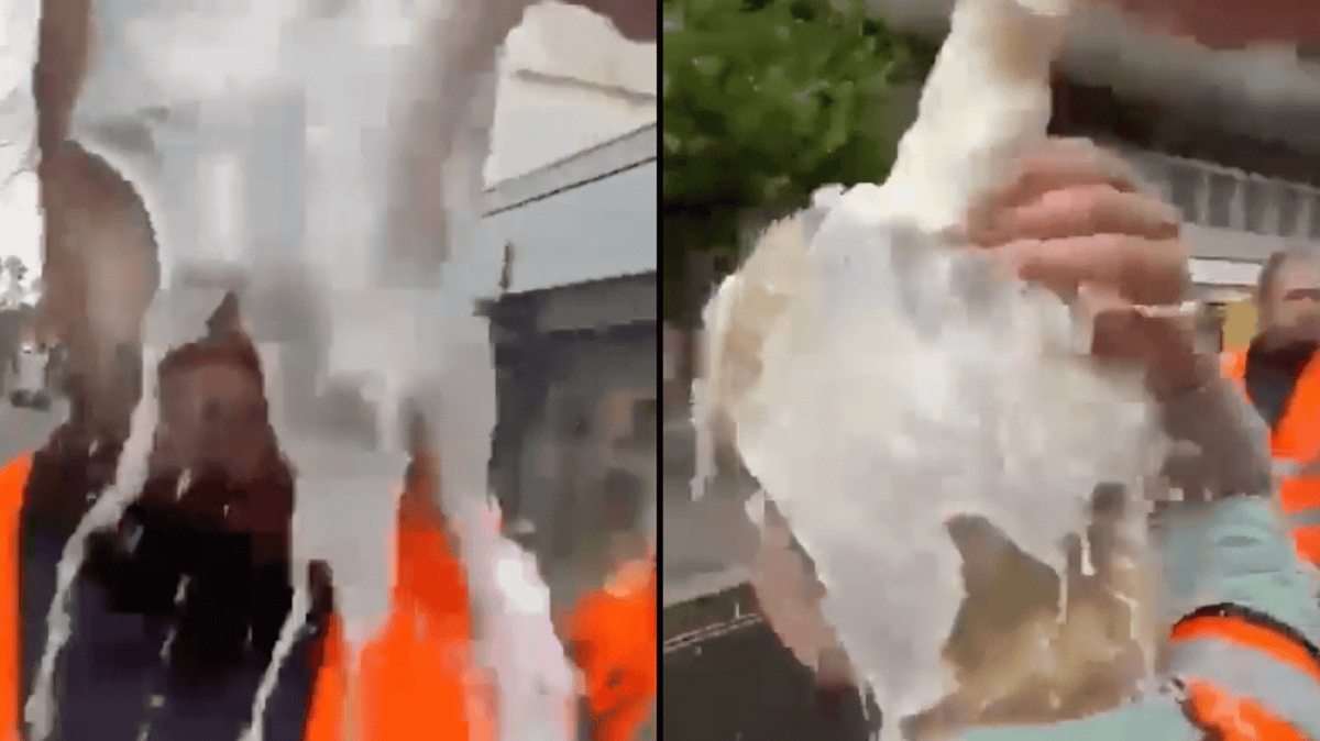 Milk thrown all over Just Stop Oil protesters who blocked road during ...